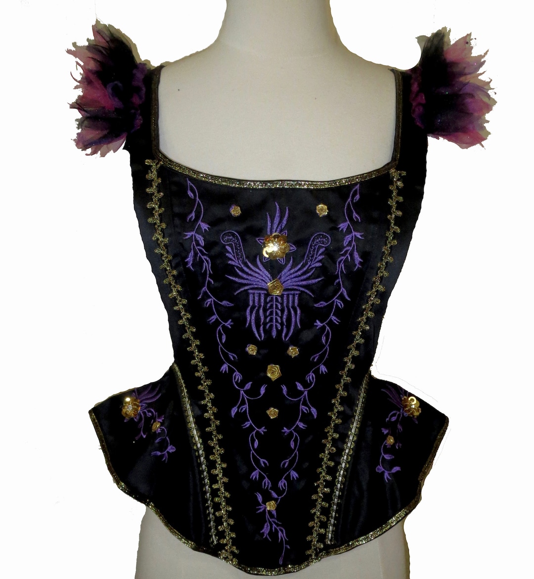 REGINA Evil Queen Corset . Black Purple Corset . Embroidered Corset ...