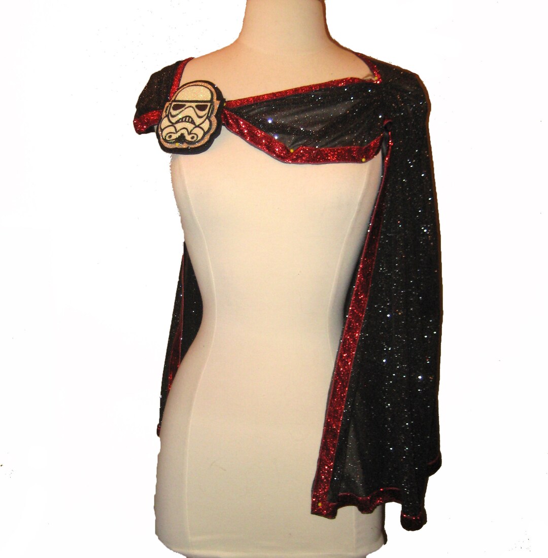 Space Trooper Captain Cape . up to Adult Plus Size . Black Sparkly Cape ...
