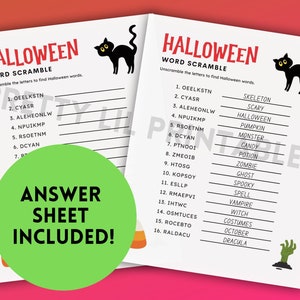 Halloween Word Scramble - Instant Download Activity Homeschool Party ...