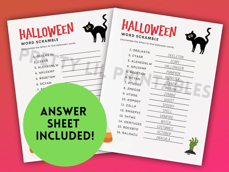Halloween Word Scramble - Instant Download Activity Homeschool Party ...