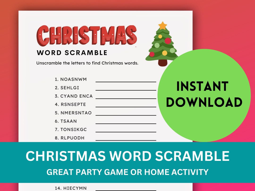 Christmas Word Scramble - Instant Download Activity Homeschool Party ...