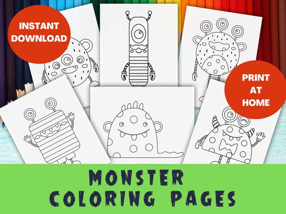 Monster Coloring Pages Halloween Activity Instant Download - Etsy