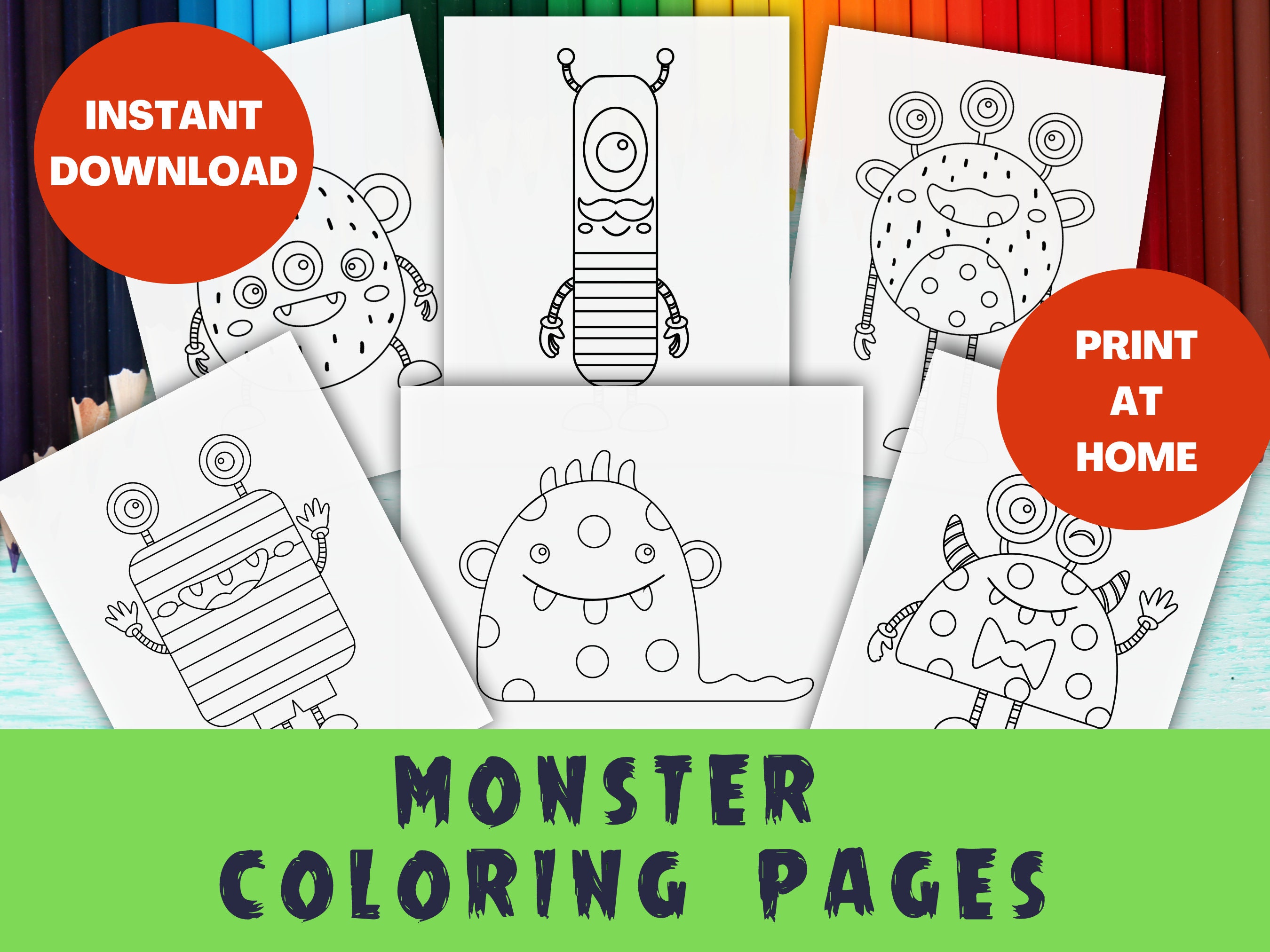 Monster Coloring Pages Halloween Activity Instant Download - Etsy