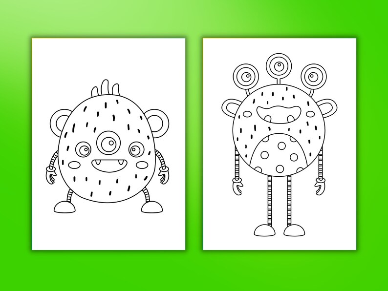 Monster Coloring Pages Halloween Activity Instant Download Printable - Etsy