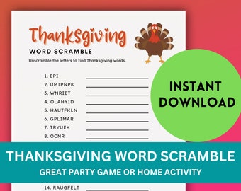 Autumn Fall Word Scramble - Instant Download Activity Homeschool Party ...