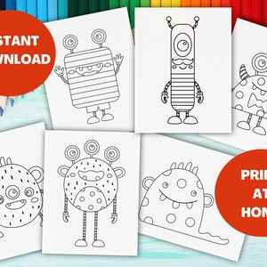 Monster Coloring Pages Halloween Activity Instant Download - Etsy