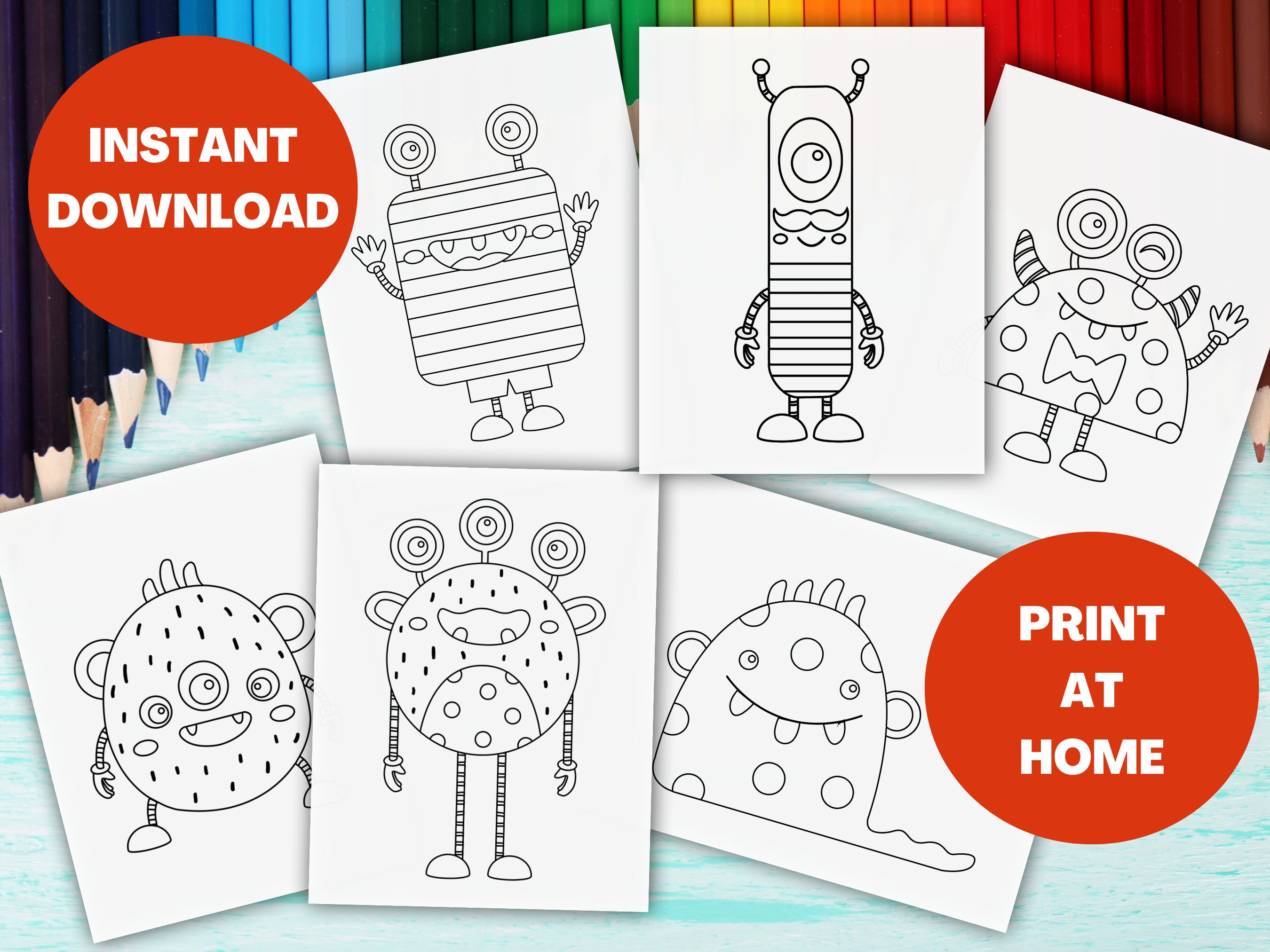 Monster Coloring Pages Halloween Activity Instant Download - Etsy