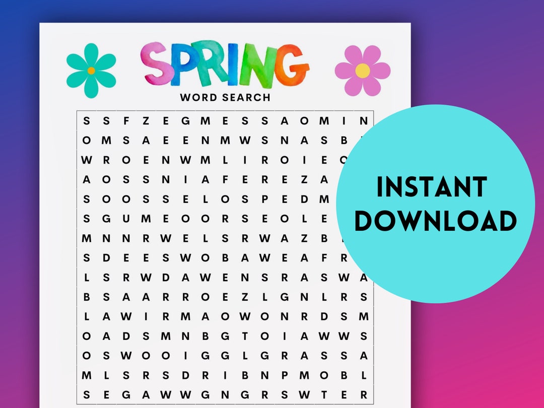 Spring Word Search - Instant Download - Printable Activity - Etsy