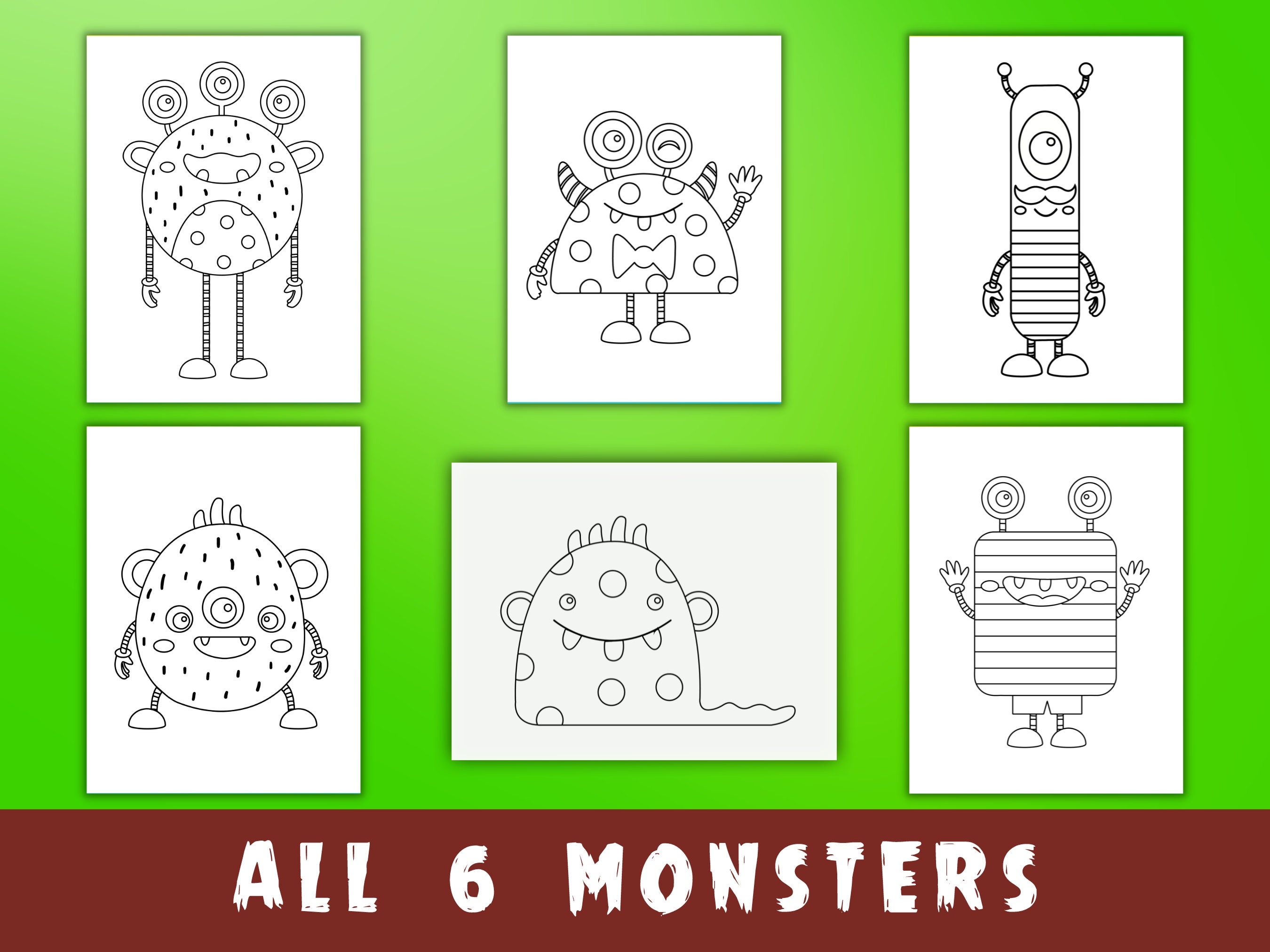 Monster Coloring Pages Halloween Activity Instant Download Printable - Etsy