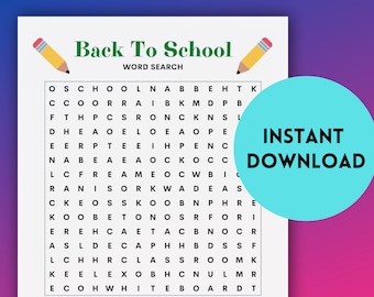 Back to School Word Search - Etsy