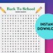 Back to School Word Search - Instant Download - Printable - Etsy
