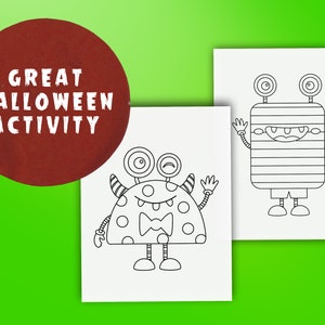 Monster Coloring Pages Halloween Activity Instant Download - Etsy