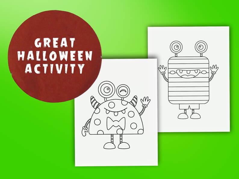 Monster Coloring Pages Halloween Activity Instant Download - Etsy
