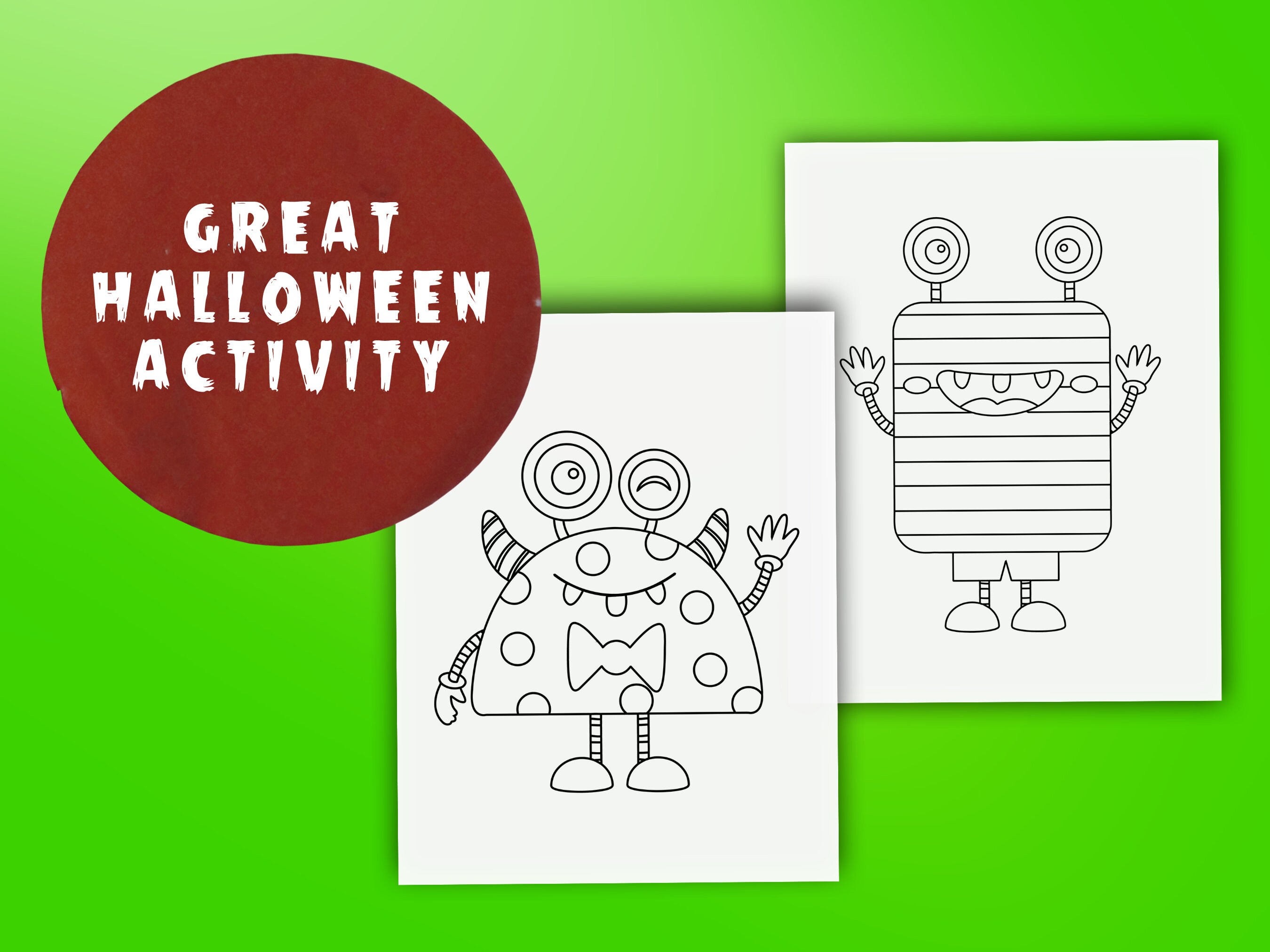 Monster Coloring Pages Halloween Activity Instant Download - Etsy
