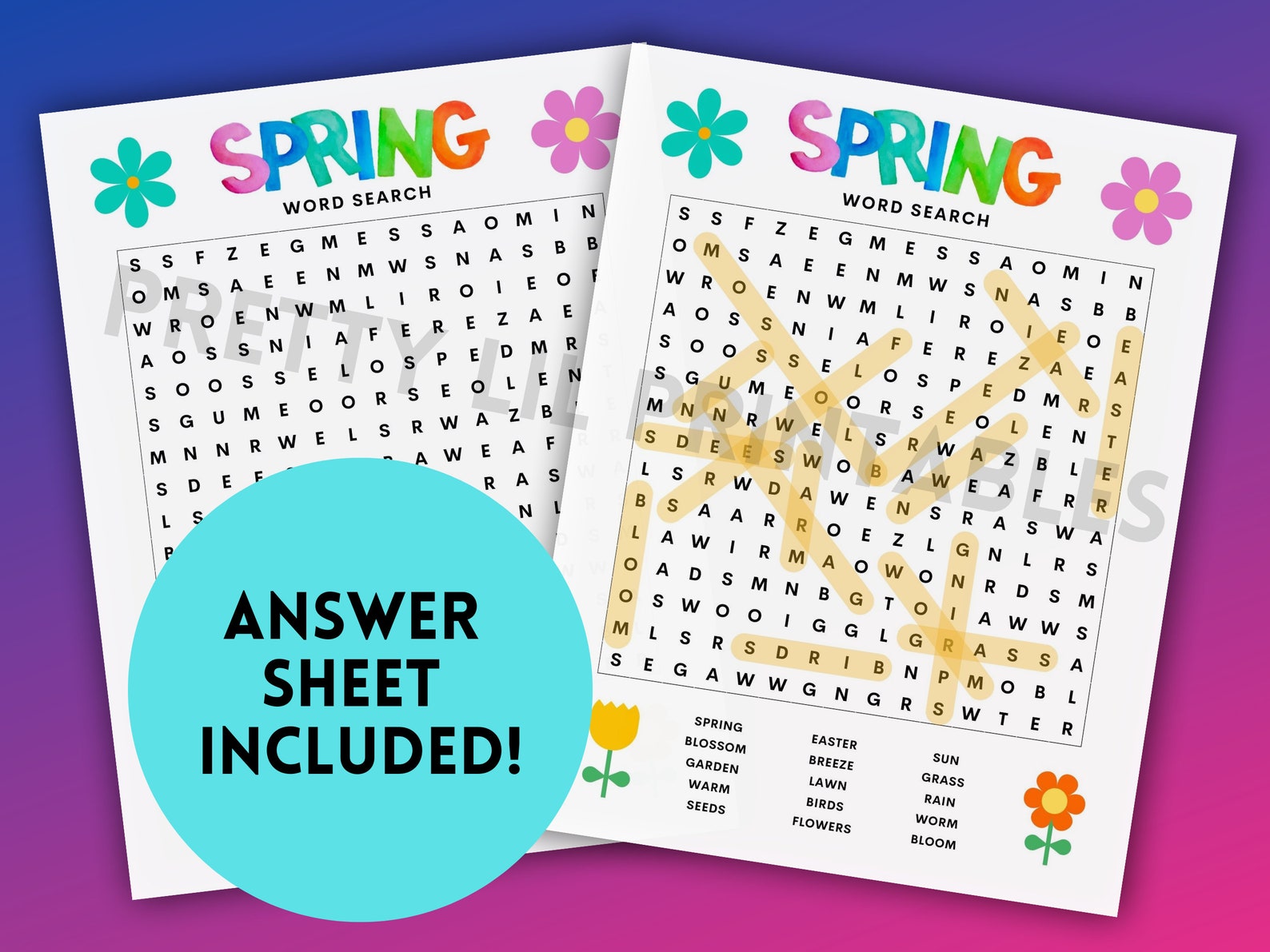 Spring Word Search - Instant Download - Printable Activity - Etsy