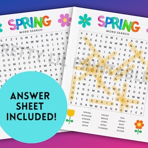 Spring Word Search - Instant Download - Printable Activity - Etsy