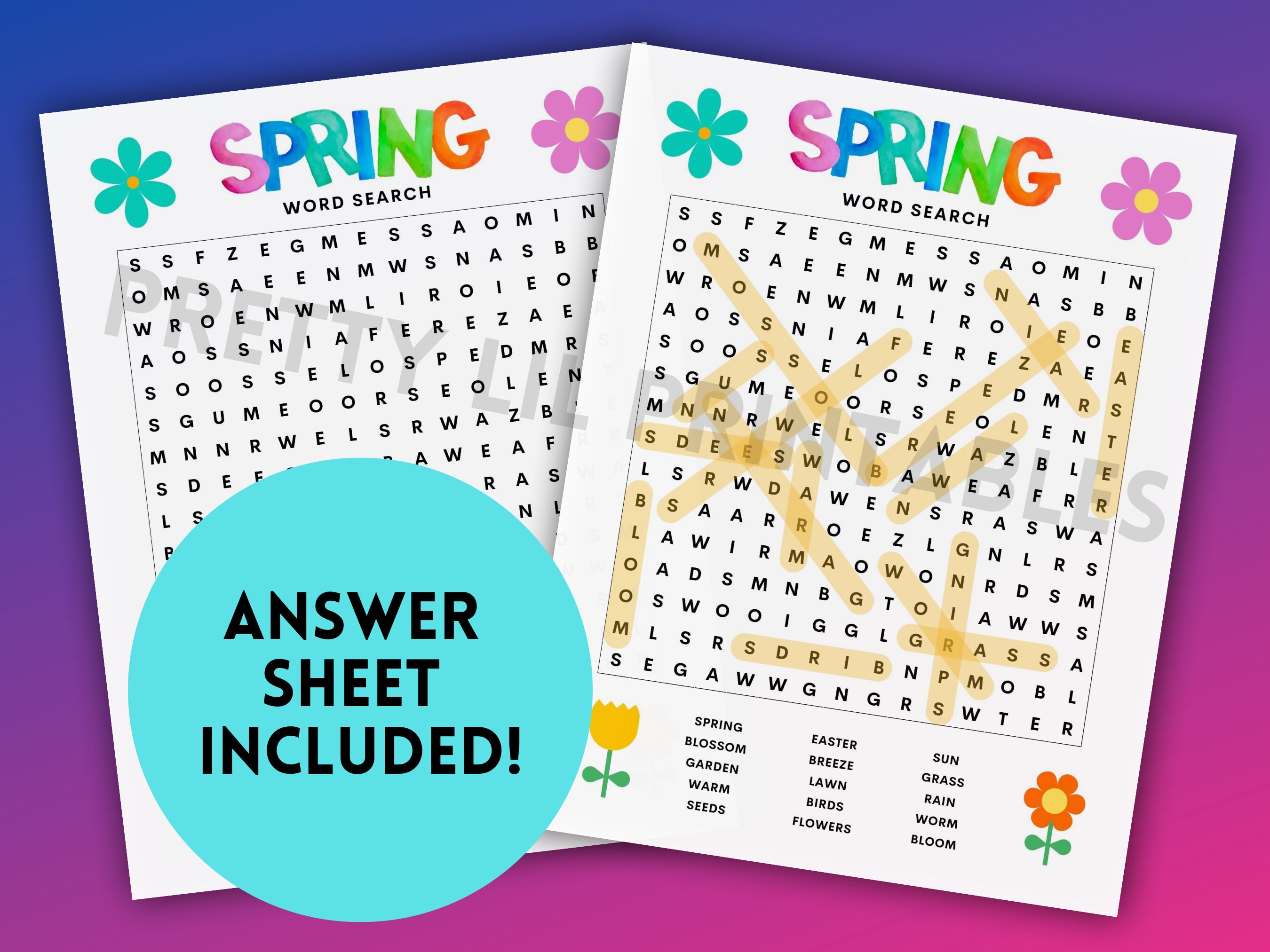 Spring Word Search - Instant Download - Printable Activity - Etsy