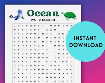 Under the Sea Word Search Game. Printable Word Search. Instant Digital ...