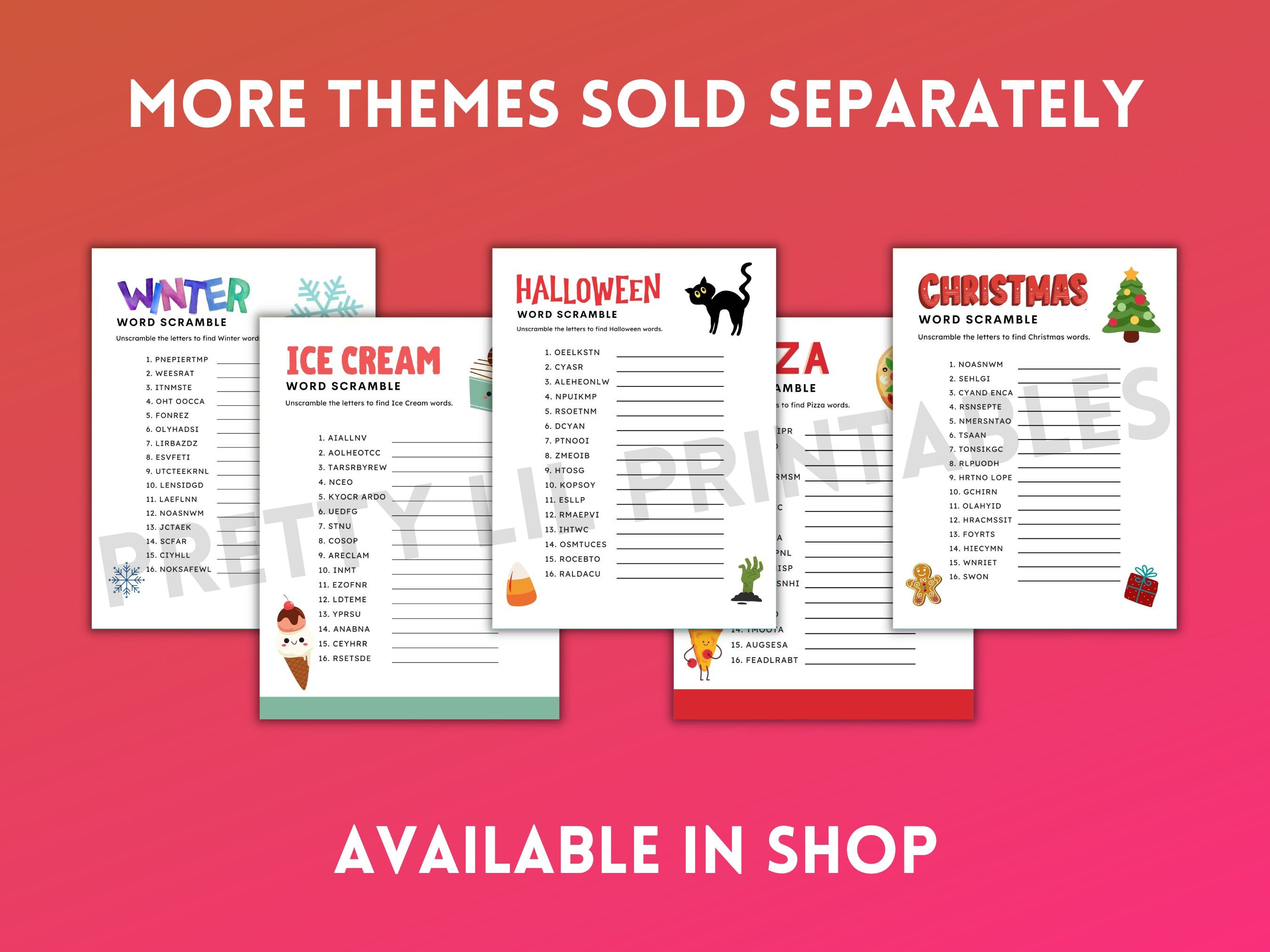 Autumn Fall Word Scramble - Instant Download Activity Homeschool Party ...