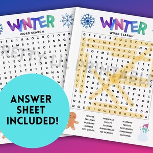 Winter Holidays Word Search Instant Download Printable Activity - Etsy