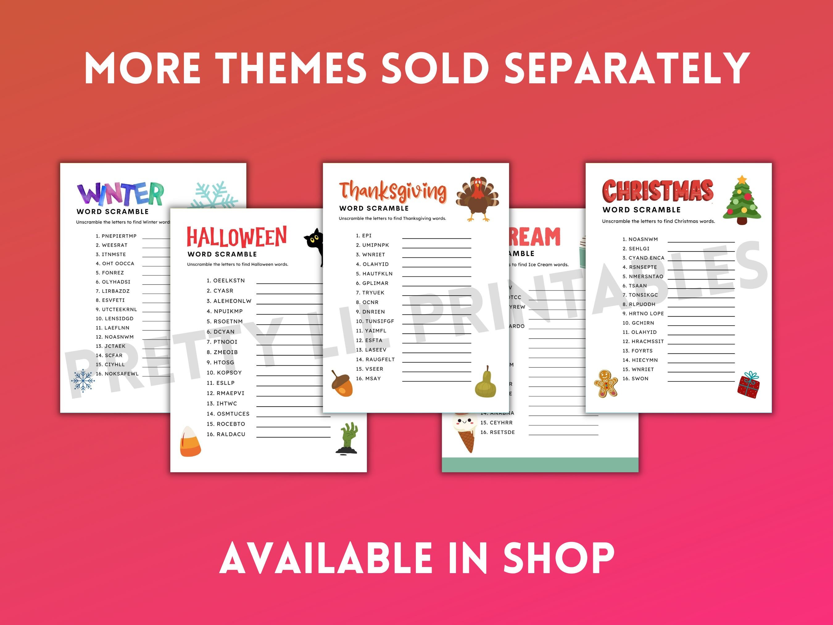 Pizza Word Scramble - Instant Download Activity Homeschool Party Family ...