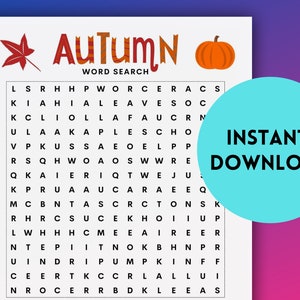 Autumn Fall Word Search - Instant Download - Printable Activity - Etsy