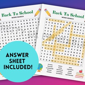 Back to School Word Search - Instant Download - Printable - Etsy
