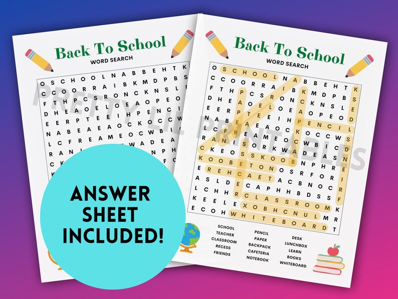 Back to School Word Search - Instant Download - Printable - Etsy