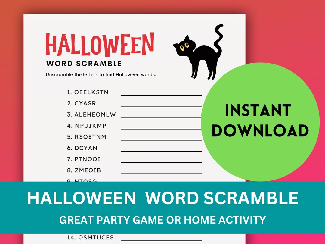 Halloween Word Scramble - Instant Download Activity Homeschool Party ...