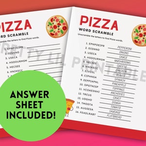 Pizza Word Scramble - Instant Download Activity Homeschool Party Family ...