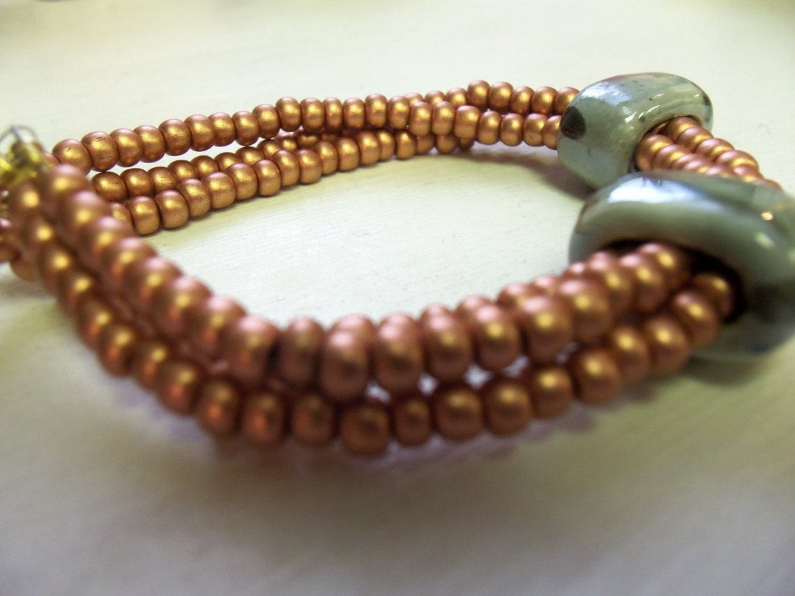 Metal Copper and Grey Shellacked Clay Beaded Multi-strand - Etsy Canada