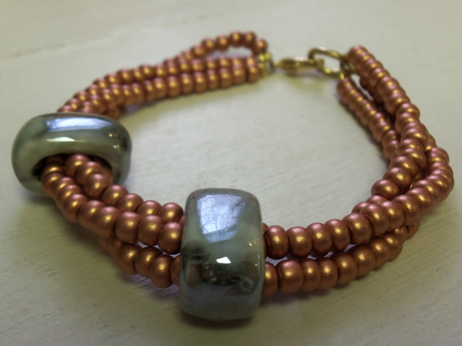 Metal Copper and Grey Shellacked Clay Beaded Multi-strand - Etsy Canada