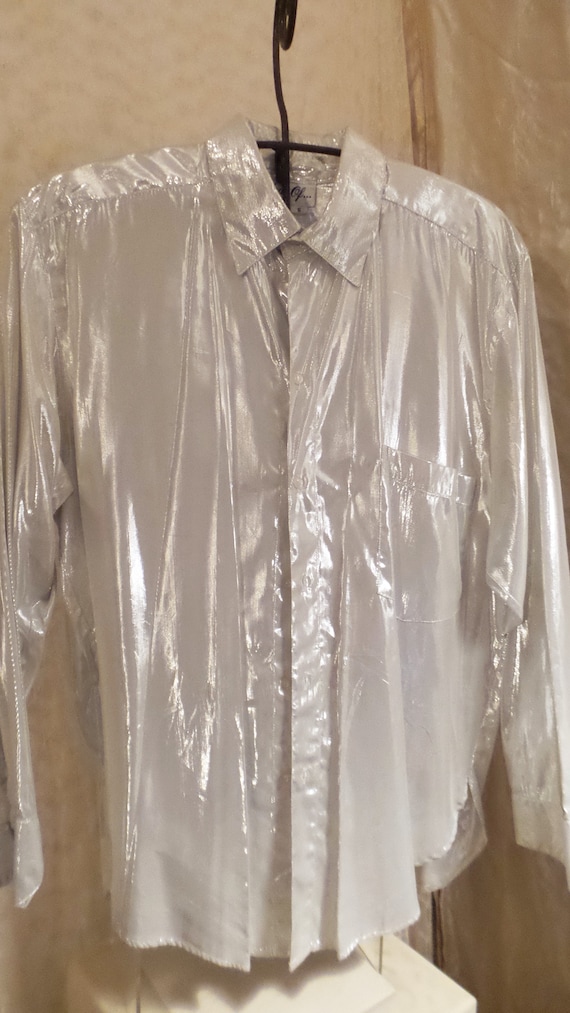 Oversize Silver Metallic Blouse - Etsy