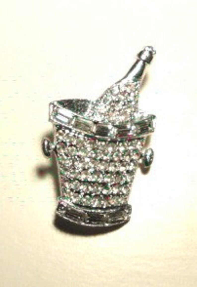 Rhinestone Champagne Bucket Pin - Etsy