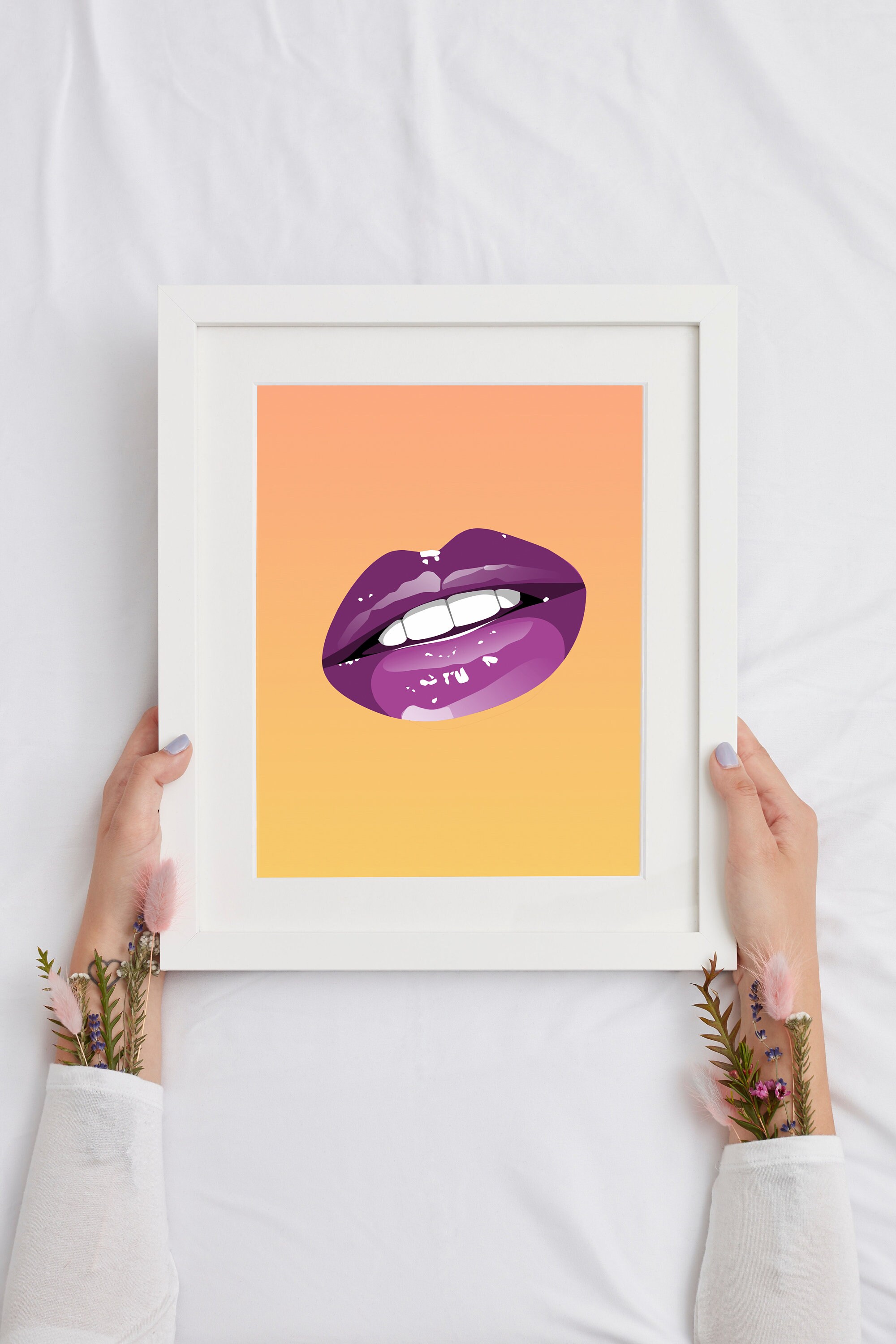 Pop Art Printable, Lip Print, Mouth, Purple Gloss Lips, Purple Lip Art ...