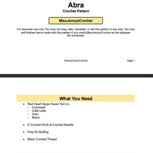 Abra Crochet Pattern - Pattern Only - English Only - Etsy