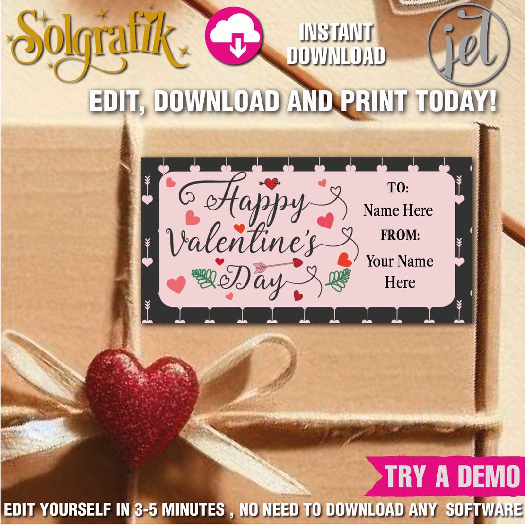 Editable Valentines Day Gift Labels Template - Printable Stickers Tags ...
