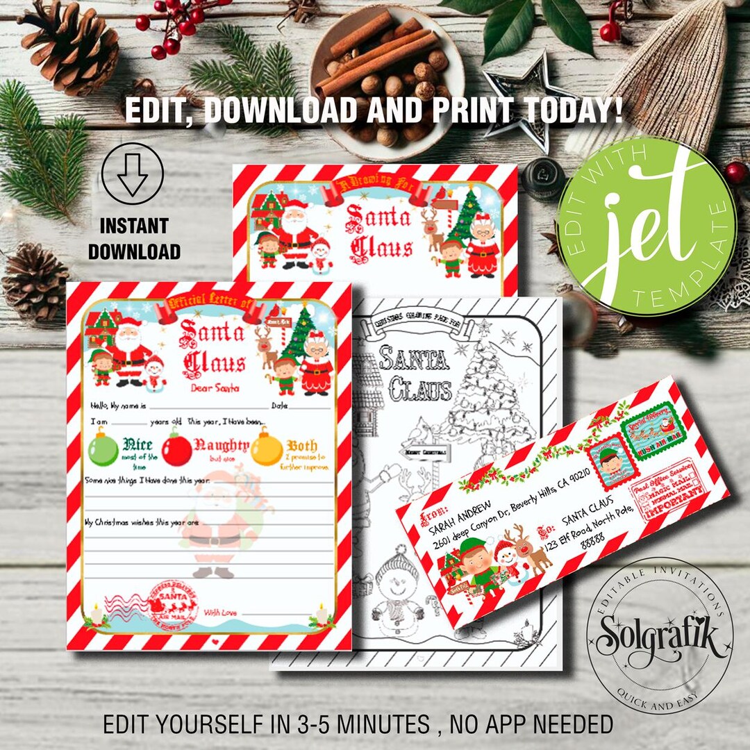 Kids Letter to Santa Kit| Letter to Santa | Personalized Santa Letter ...