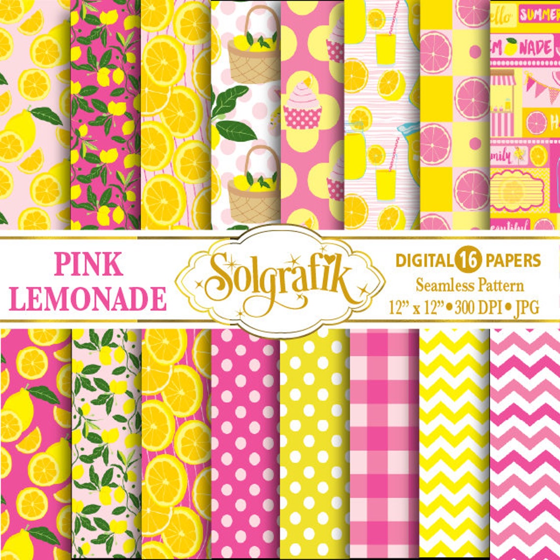 Pink Lemonade Paper Pack, Picnic Paper, Chevron, Polka Dots, Stripes ...