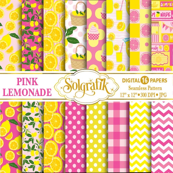 Pink Lemonade Paper Pack, Picnic Paper, chevron, polka dots, stripes ...