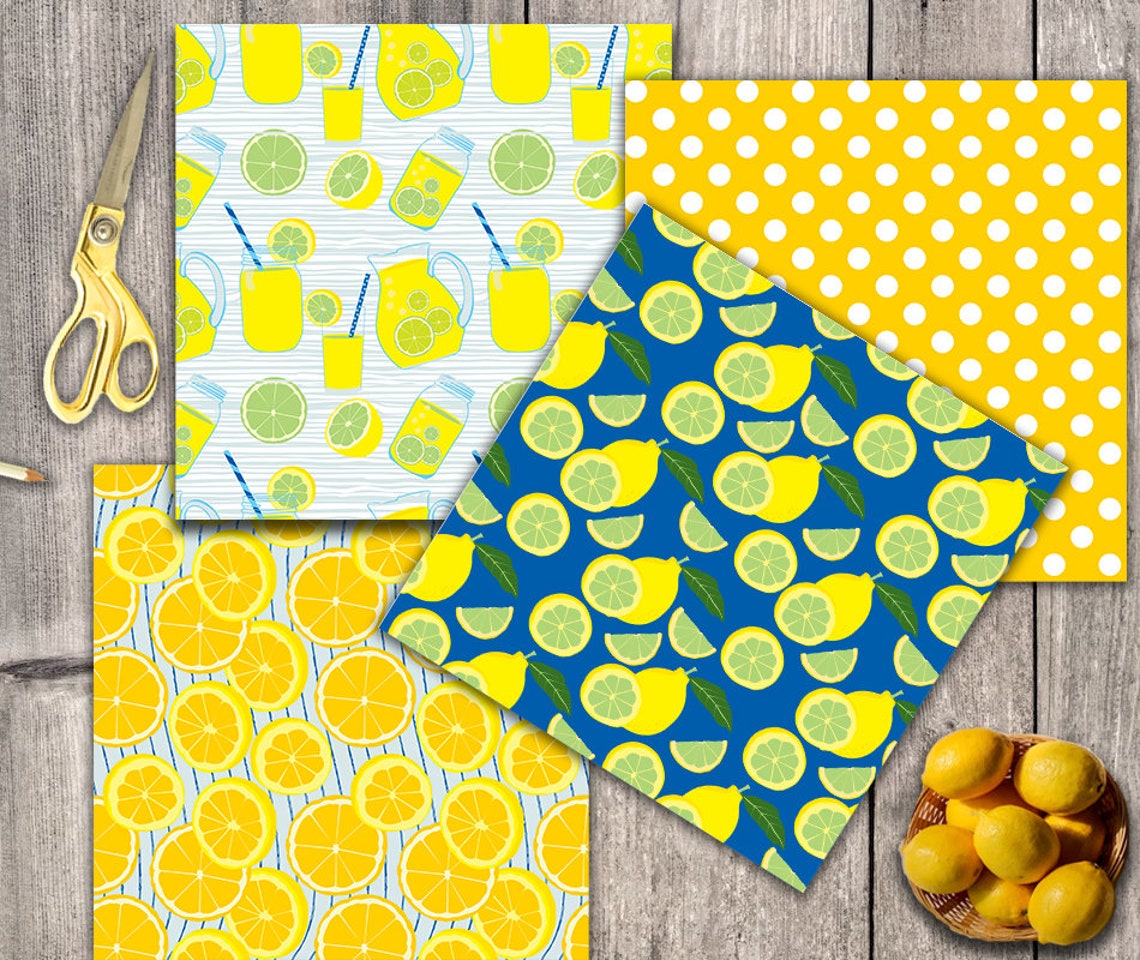 Blue Lemonade Paper Pack Picnic Paper Chevron Polka Dots - Etsy