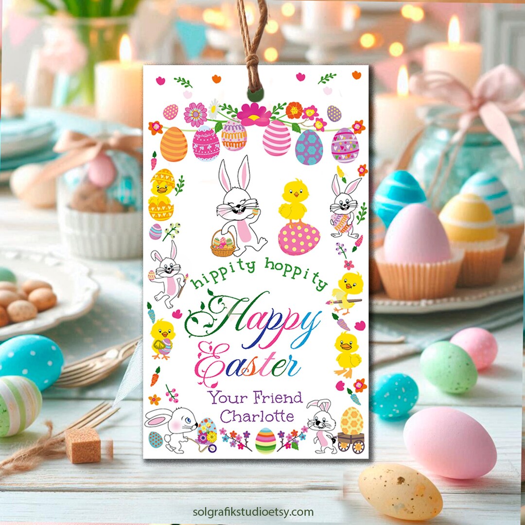 Easter Party Gift Tag Editable Template, Easter Tag Printable , Easter ...
