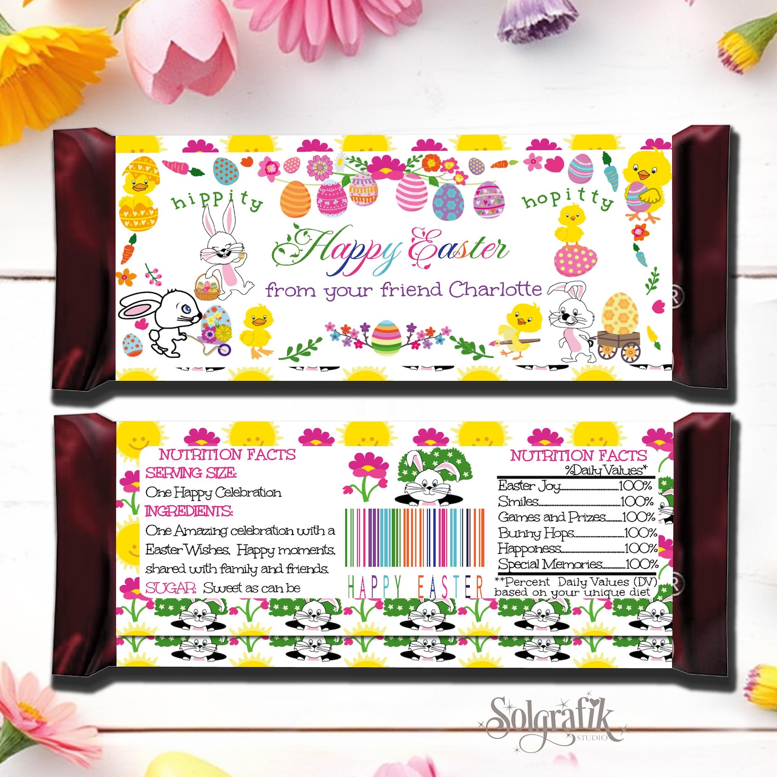 Easter Party Candy Bar Wrappers Editable Template, Easter Hershey Bar ...