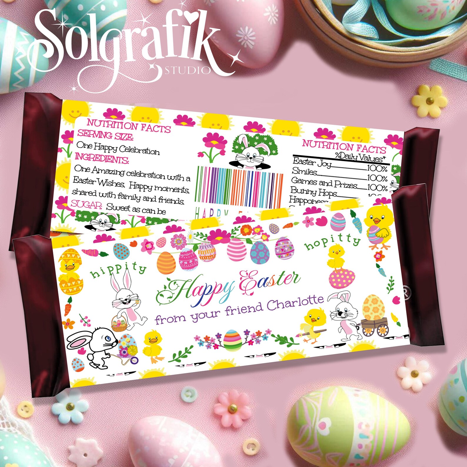Easter Party Candy Bar Wrappers Editable Template, Easter Hershey Bar ...
