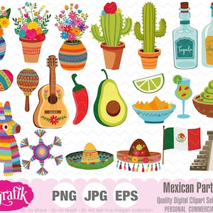 Mexican Party Clipart, Fiesta Mexicana, Flowers, Maraca, 5 De Mayo ...