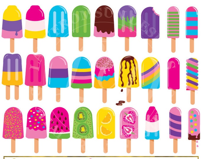 Popsicles Clipart Ice Pop Clipart Clip Art Summer Ice Cream - Etsy