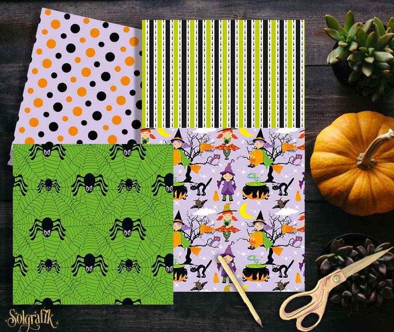 Halloween Digital Paper Pack, Witches, Pumpkin, Ghost, Halloween Paper ...