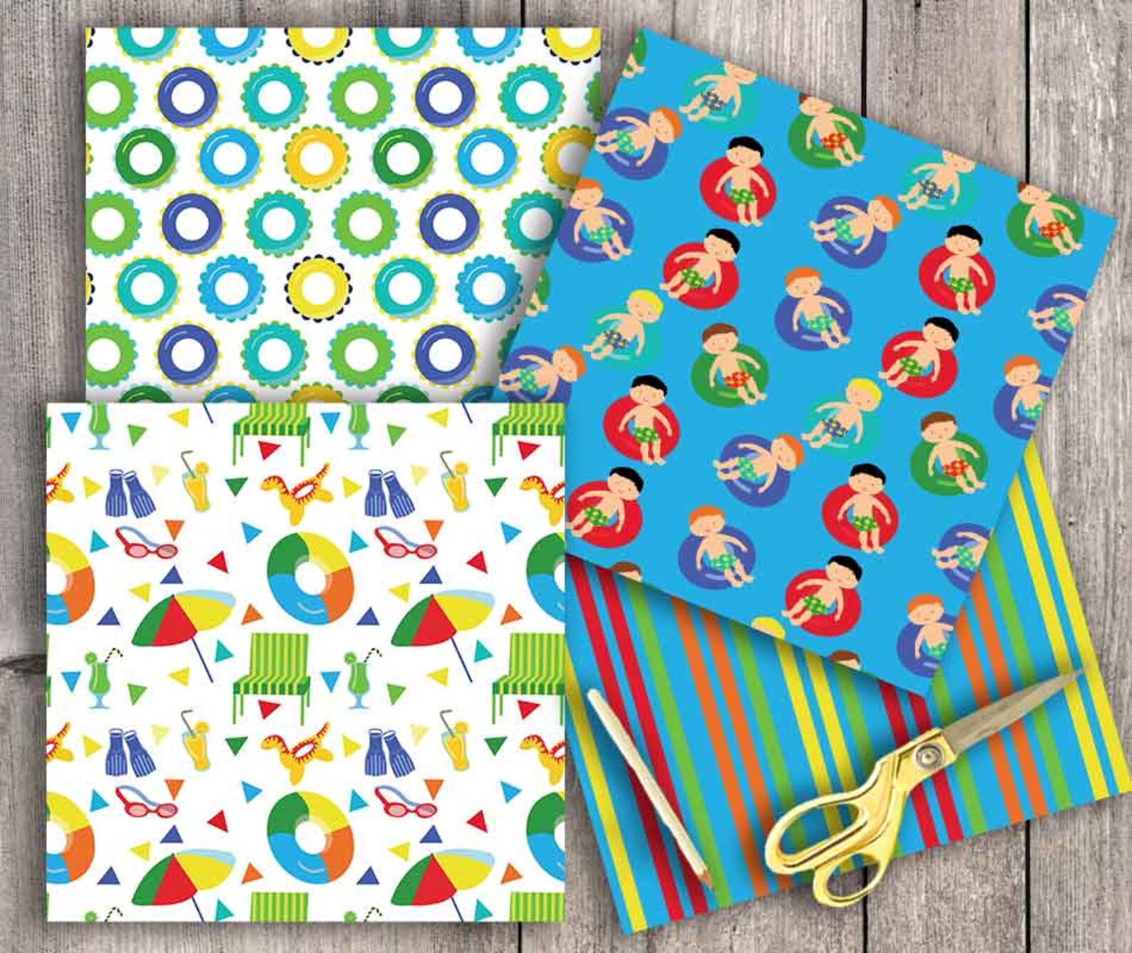 Boys Pool Party Digital Paper Pack Pool Party - Etsy