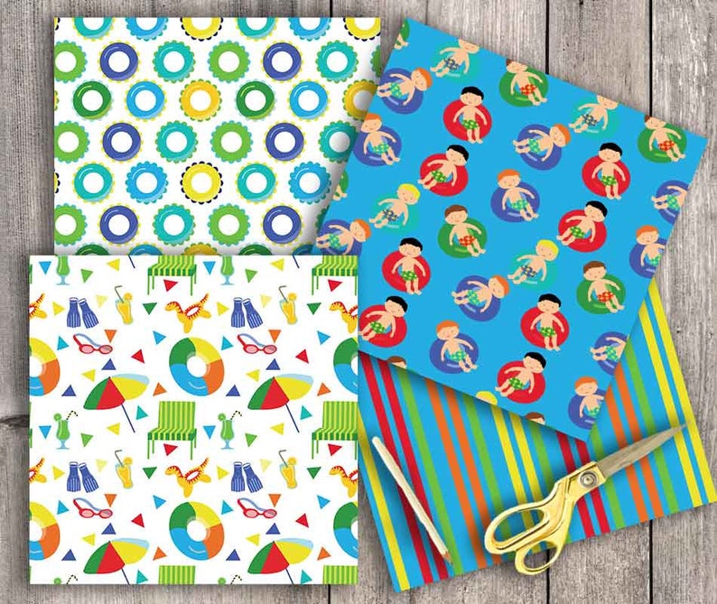 Boys Pool Party Digital Paper Pack Pool Party - Etsy