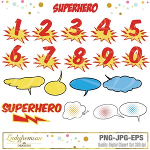 SuperHero Clip Art Action WordsComic Sound EffectsSuper | Etsy